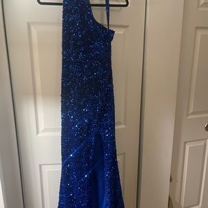 Berlinnova | Dresses | Blue Mermaid Glitter Oneshoulder Backless Prom ...